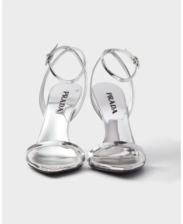 Prada Metallic High-heeled Sandals - Silver
