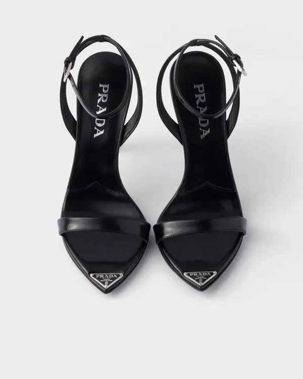 Prada Brushed Leather Sandals - Black
