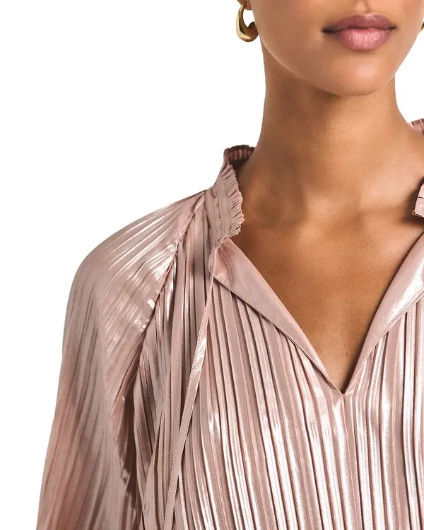 Derek Lam 10 Crosby Claira Pleated Metallic Top