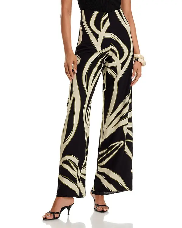 CALA DE LA CRUZ Oxana Printed High Waisted Wide Leg Pants