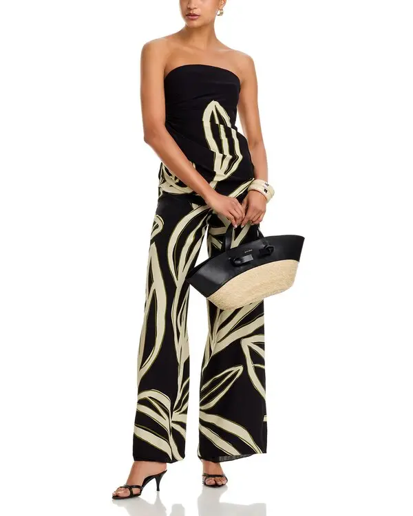 CALA DE LA CRUZ Oxana Printed High Waisted Wide Leg Pants