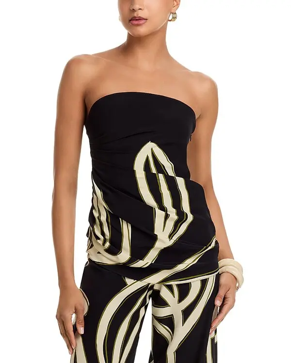 CALA DE LA CRUZ Charlotte Printed Asymmetric Top