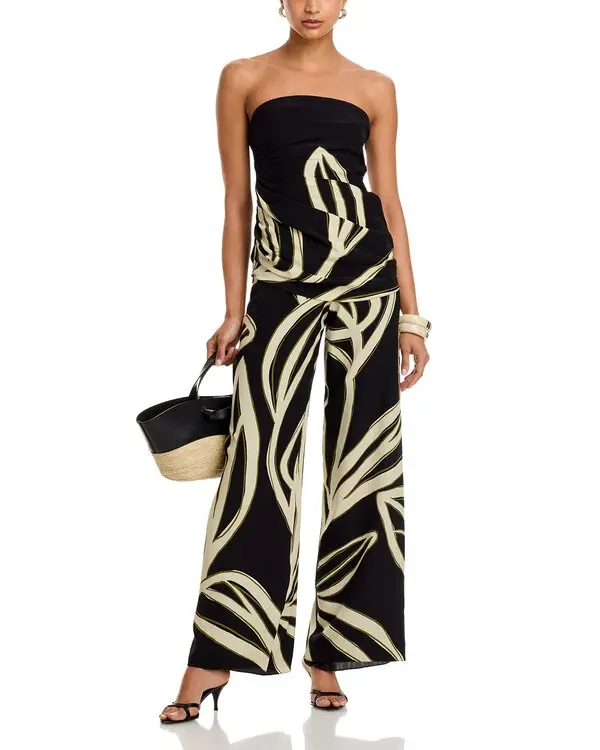 CALA DE LA CRUZ Charlotte Printed Asymmetric Top