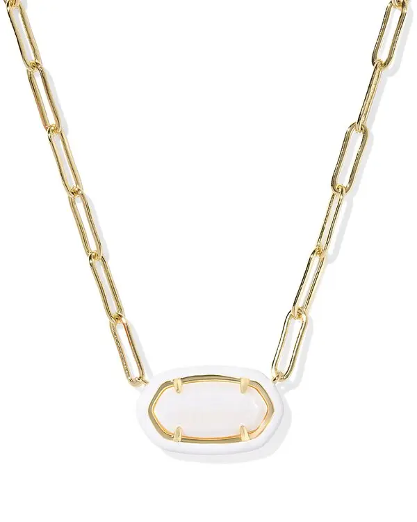 Kendra Scott Elisa Enamel Frame Paperclip Necklace - Gold/white