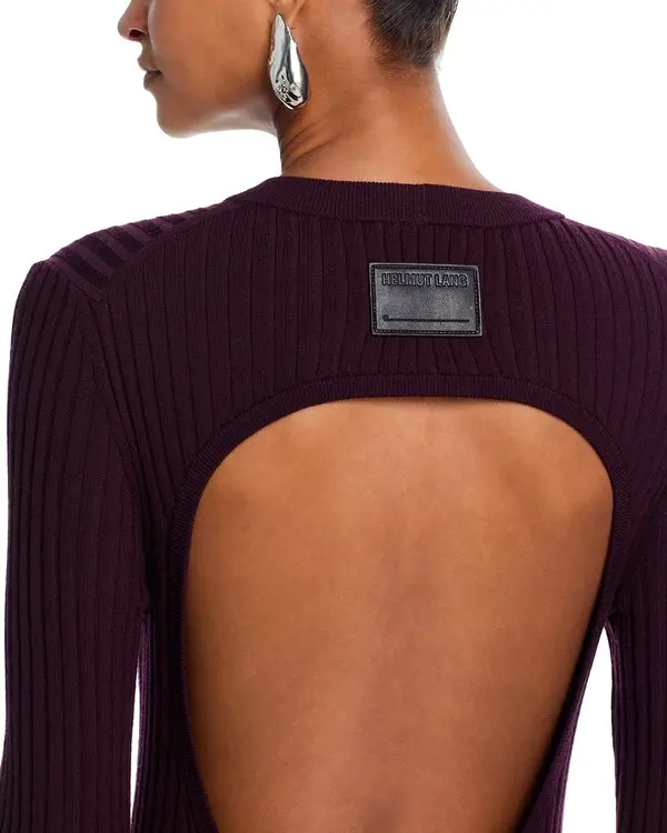 Helmut Lang Open Back Rib Knit Dress - Eggplant