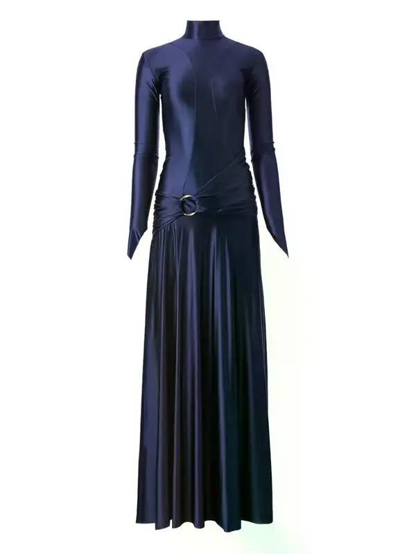 MOOS STUDIO High-neck Maxi Dress With Ring Detail - Blue