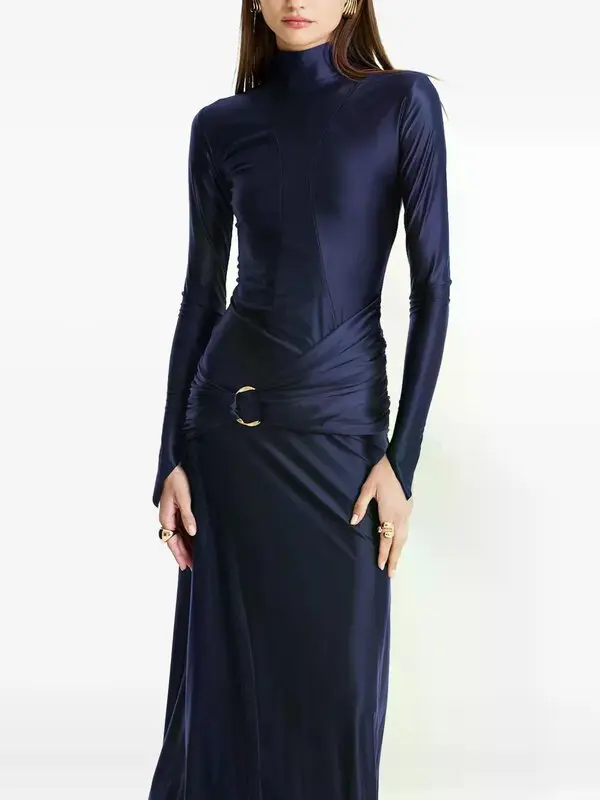 MOOS STUDIO High-neck Maxi Dress With Ring Detail - Blue