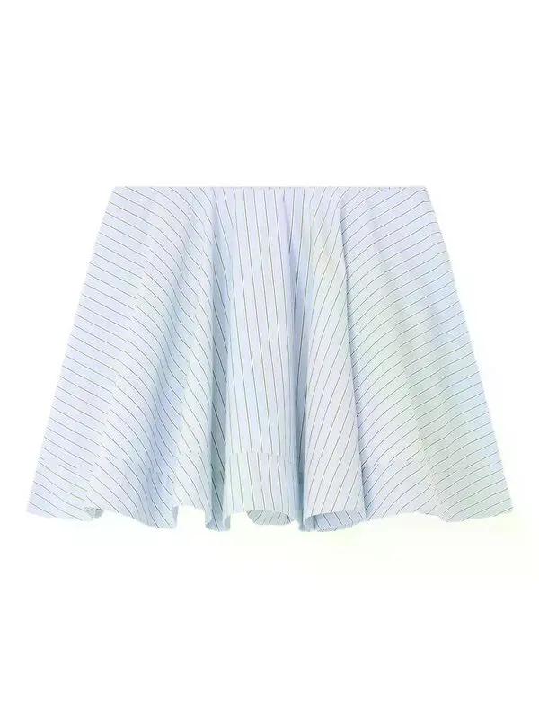 GANNI Circle Stripe Cotton Mini Skirt - Blue