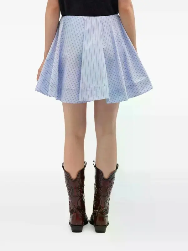 GANNI Circle Stripe Cotton Mini Skirt - Blue
