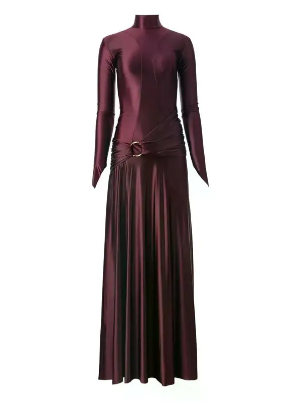 MOOS STUDIO Velvet High-neck Maxi Dress - Purple