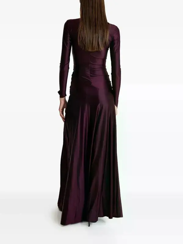 MOOS STUDIO Velvet High-neck Maxi Dress - Purple