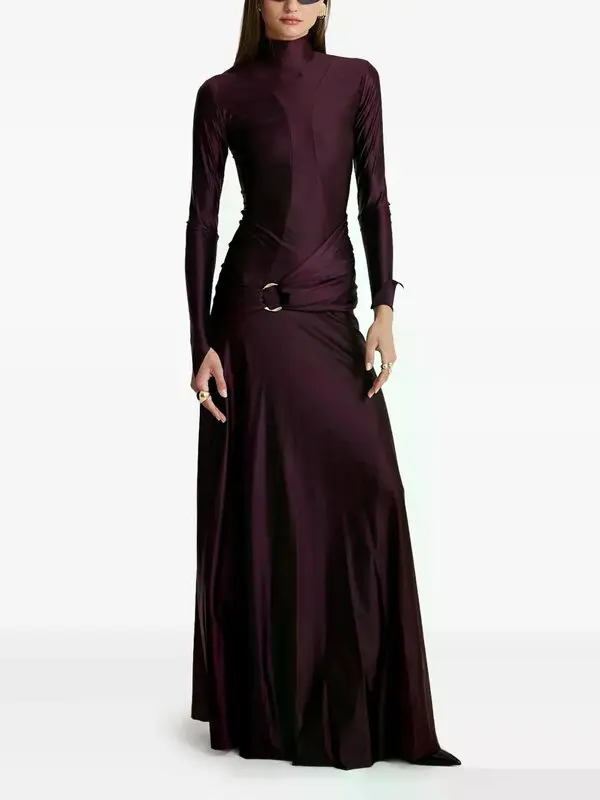 MOOS STUDIO Velvet High-neck Maxi Dress - Purple
