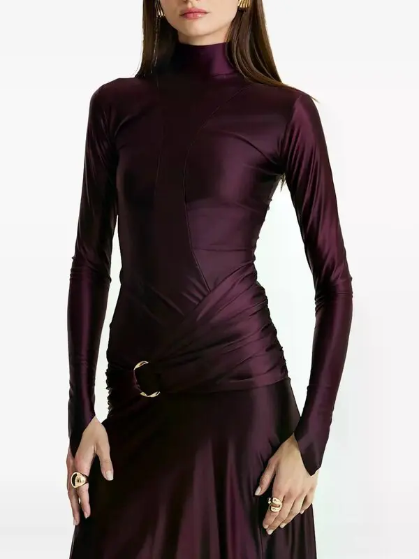 MOOS STUDIO Velvet High-neck Maxi Dress - Purple