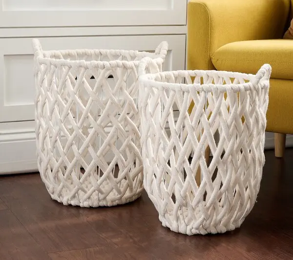 HOME REFLECTIONS As Is Set Of 2 Nesting Rope Floor Baskets - One-color