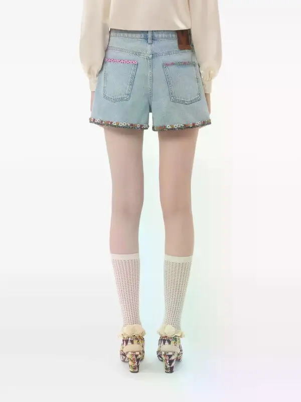Valentino Garavani Embroidered Denim Shorts