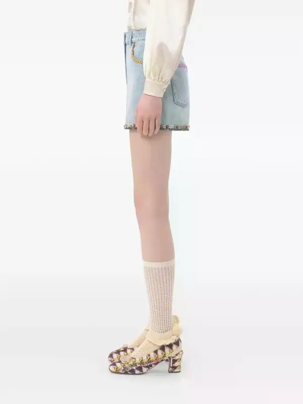 Valentino Garavani Embroidered Denim Shorts