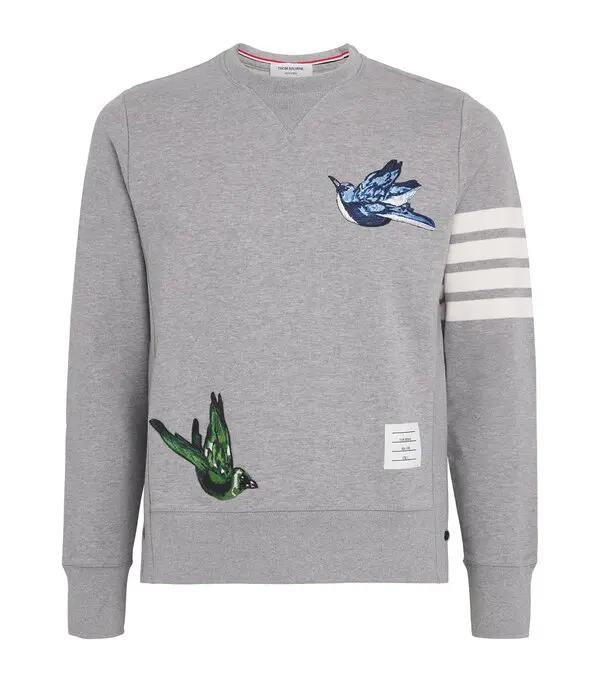 Thom Browne Cotton Embroidered Bird Sweatshirt - Grey