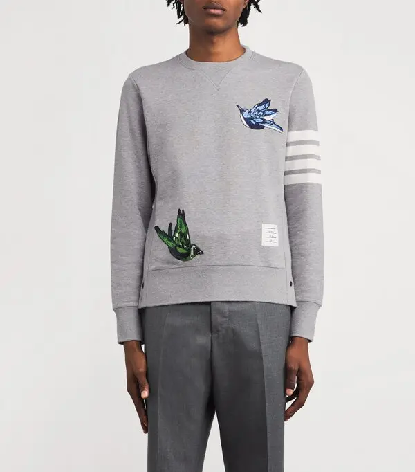 Thom Browne Cotton Embroidered Bird Sweatshirt - Grey