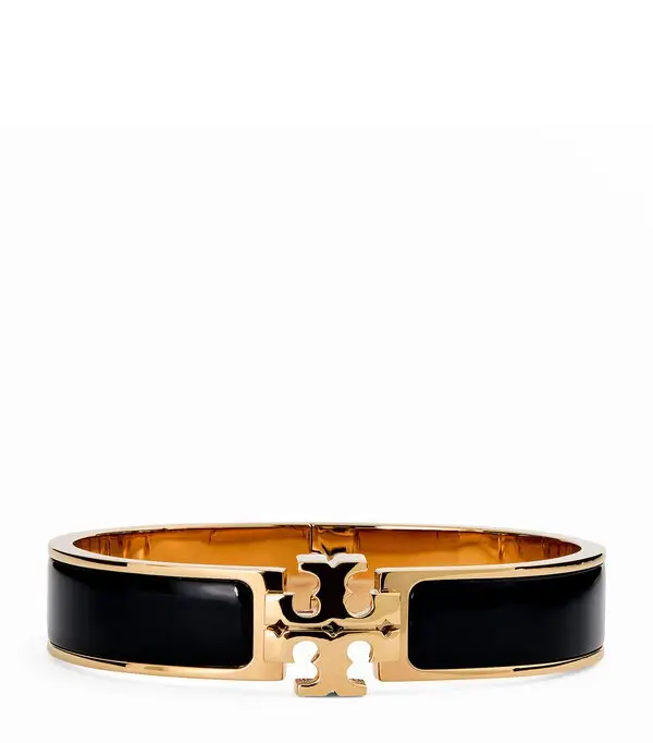 Tory Burch Enamelled Kira Hinge Bangle - Black