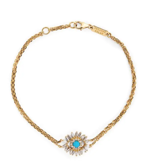 SUZANNE KALAN Yellow Evil Eye Chain Bracelet - Gold