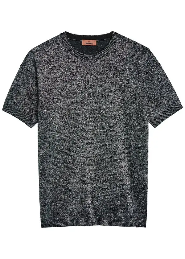 Missoni Lamé Fine-knit T-shirt - Silver