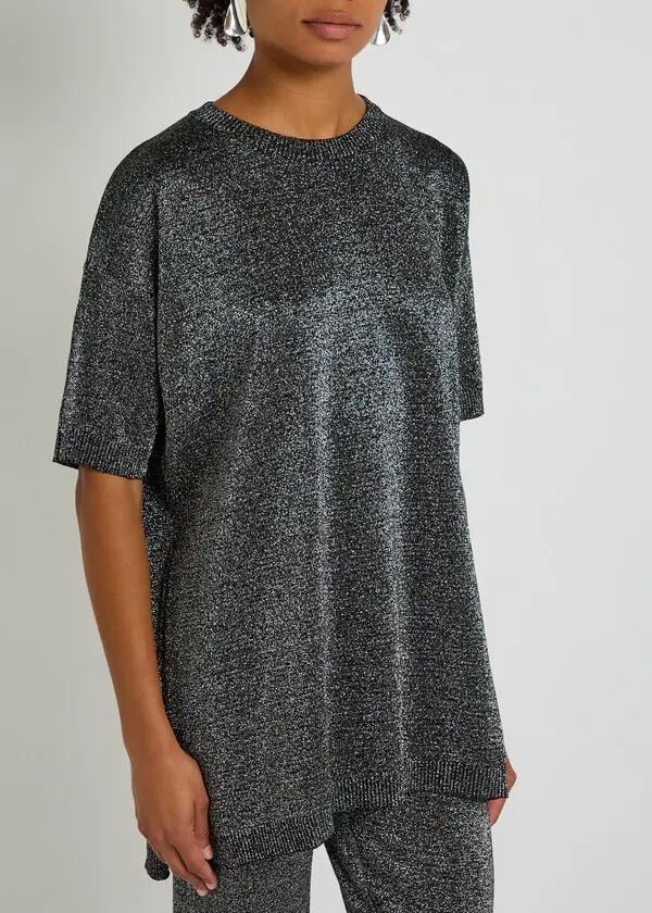 Missoni Lamé Fine-knit T-shirt - Silver