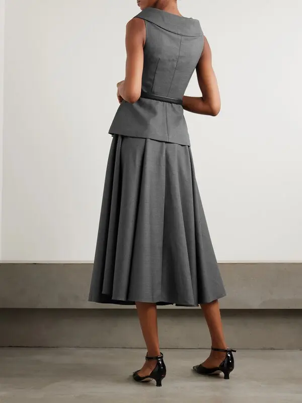 SELF-PORTRAIT Belted Wool-blend Midi Dress