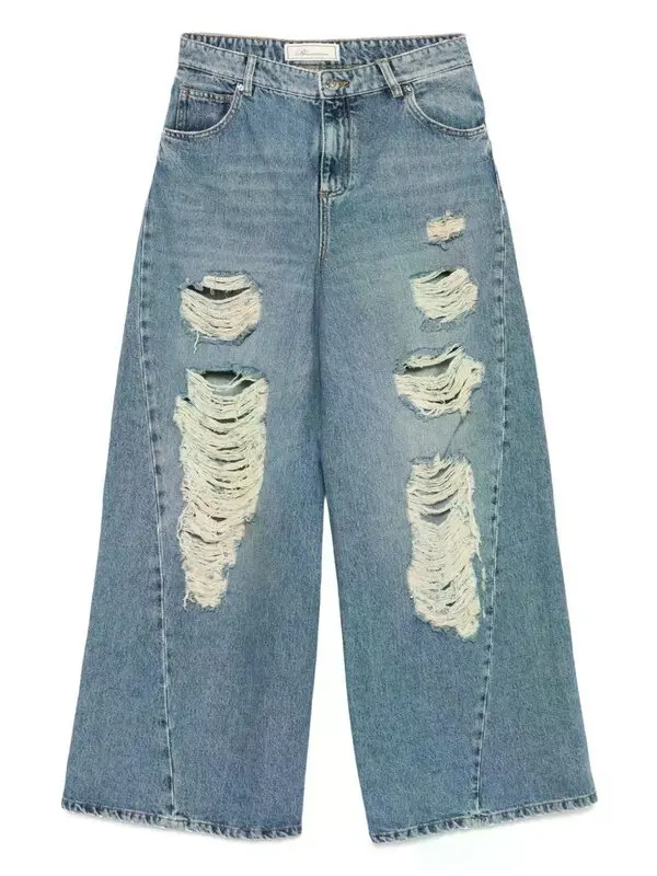 Blumarine Wide Leg Distressed Jeans