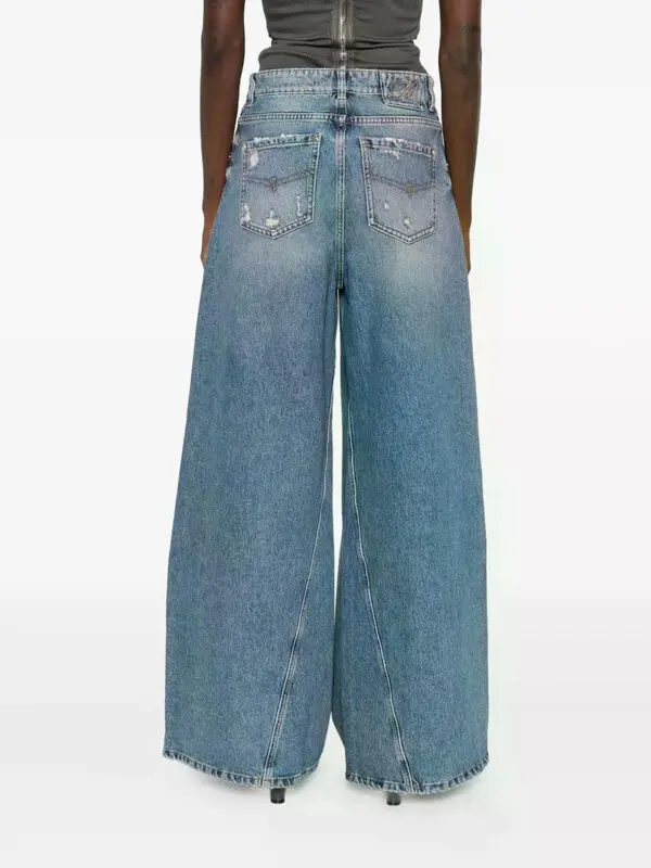 Blumarine Wide Leg Distressed Jeans