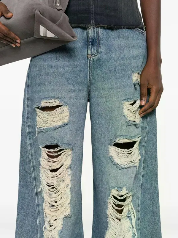 Blumarine Wide Leg Distressed Jeans