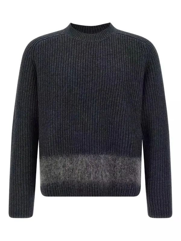 Dsquared2 Ribbed Knit Sweater With Wool Insert - Grey