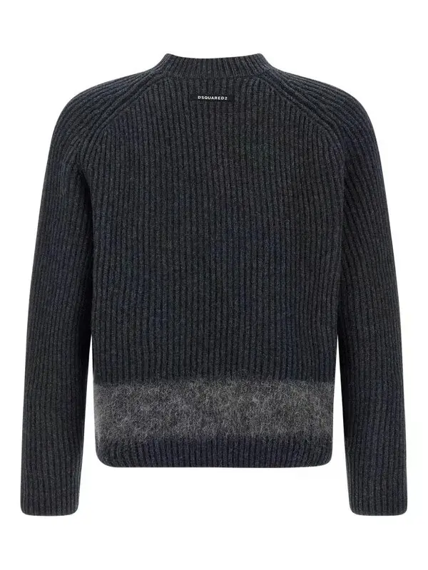 Dsquared2 Ribbed Knit Sweater With Wool Insert - Grey