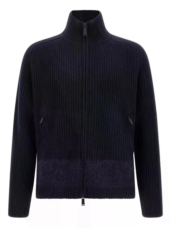 Dsquared2 Ribbed High-neck Zip-front Cardigan - Blue