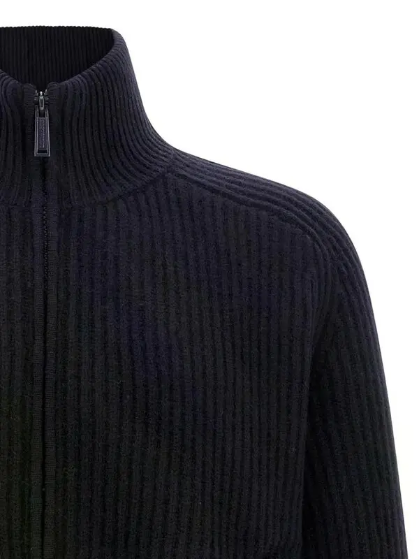 Dsquared2 Ribbed High-neck Zip-front Cardigan - Blue