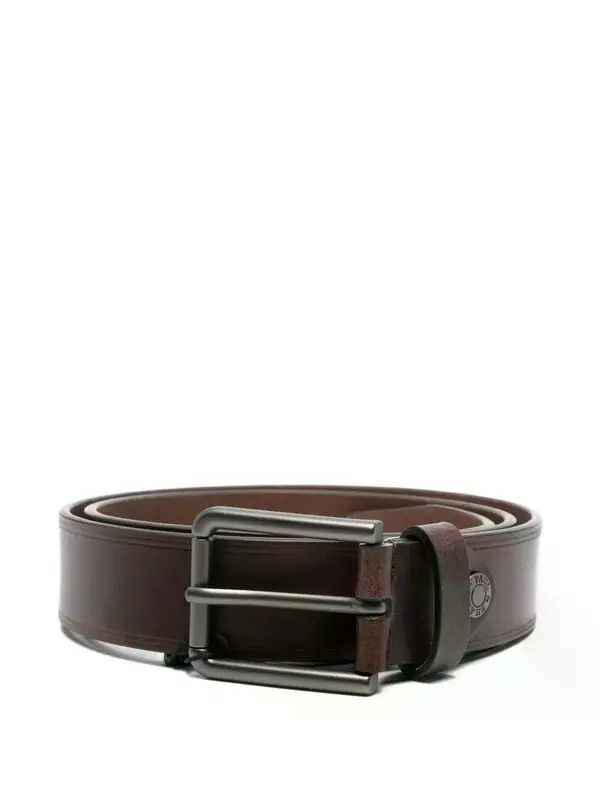 Paul & Shark Leather Belt With Gunmetal-tone Buckle - Brown