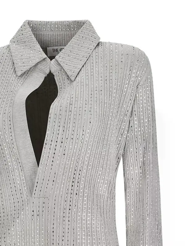 Attico Crystal-embellished Mini Dress - Grey