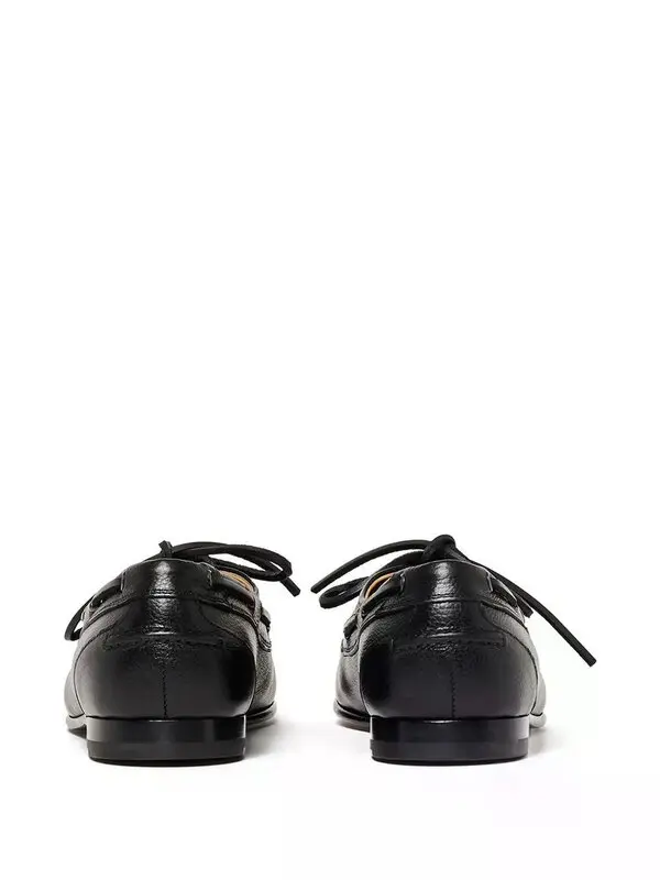 SCAROSSO Ginevro Leather Lace-up Boat Shoes - Black