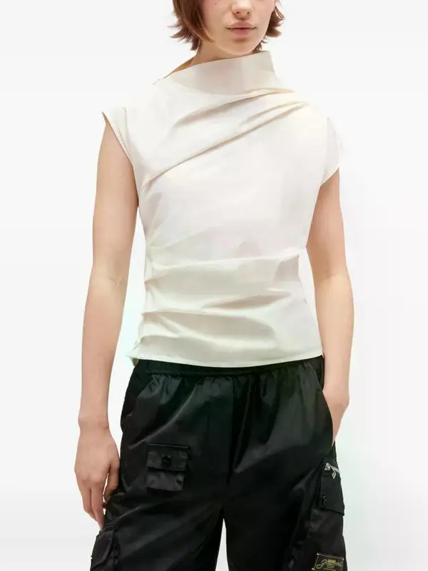 GANNI Draped Cowl-neck Top
