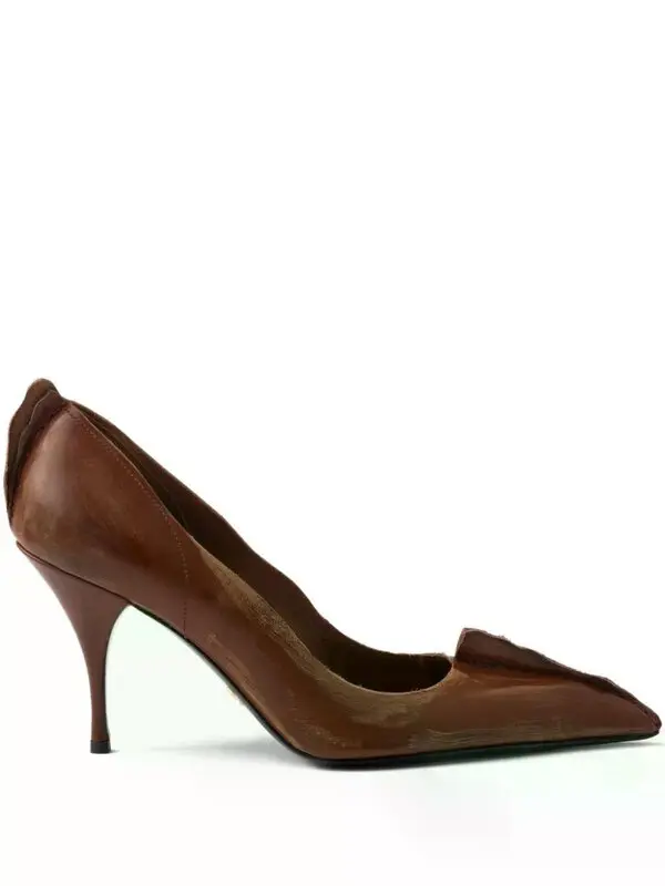Prada 85mm Antiqued Leather Pumps