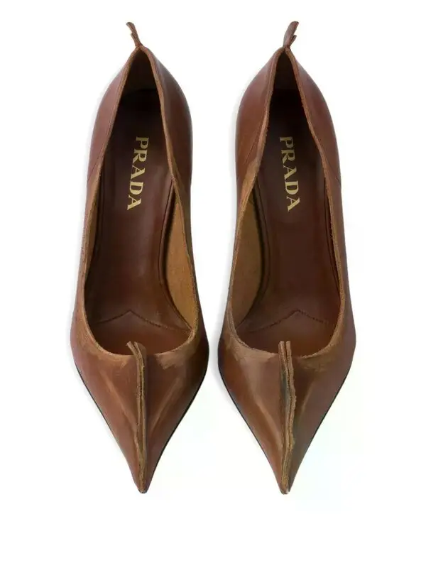 Prada 85mm Antiqued Leather Pumps