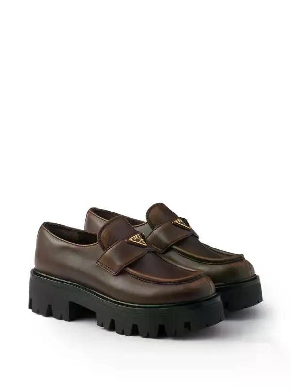 Prada Triangle-logo Platform Leather Loafers