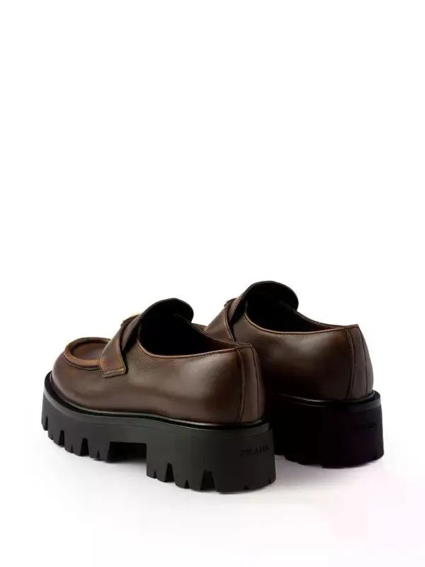 Prada Triangle-logo Platform Leather Loafers