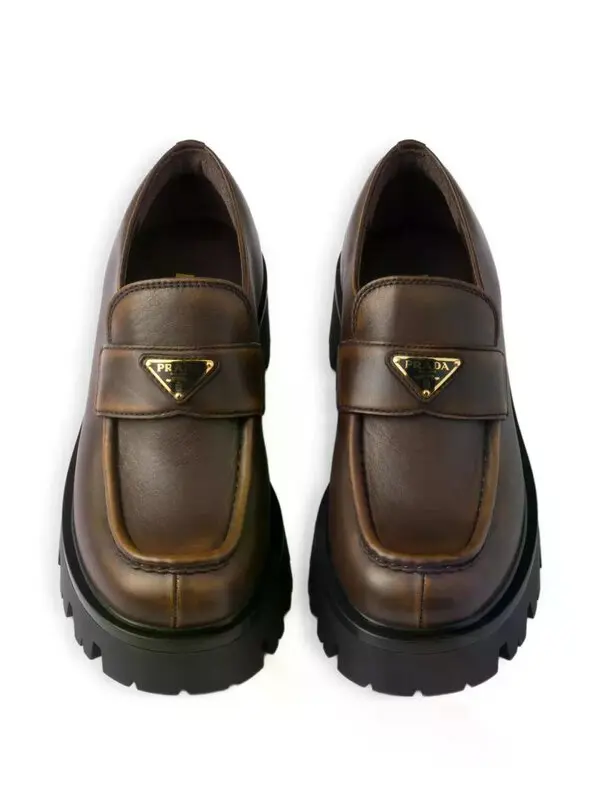 Prada Triangle-logo Platform Leather Loafers
