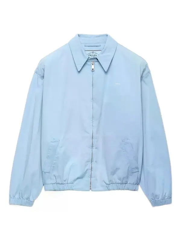 Prada Embroidered-logo Jacket - Blue