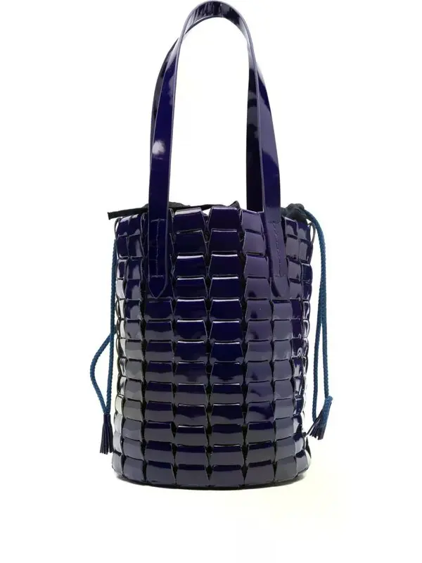 Dragon Diffusion Patent Leather Woven Bucket Bag