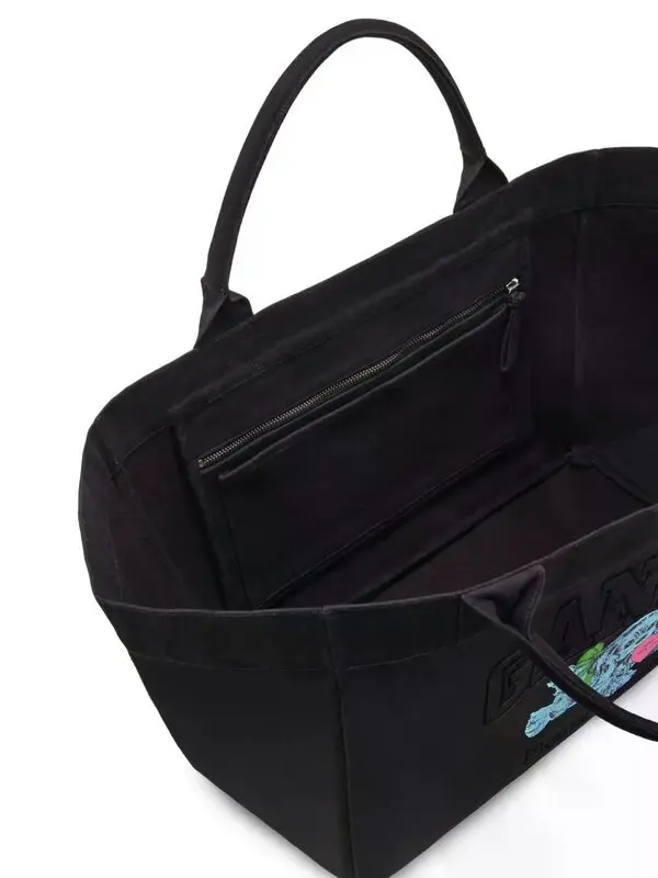 GANNI Embellished Logo Tote Bag - Black