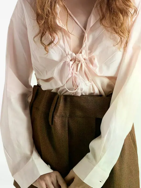 Prada Lace-up Cotton Shirt - Pink