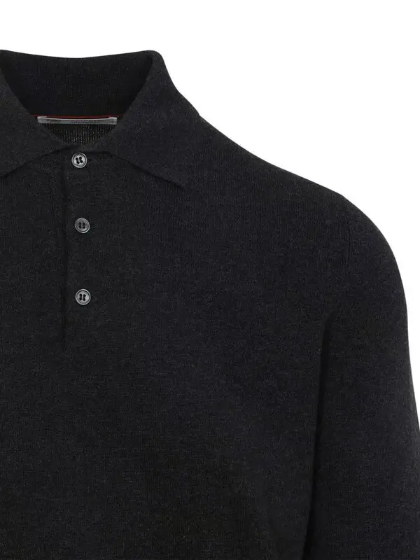 Brunello Cucinelli Long-sleeve Polo Shirt - Grey