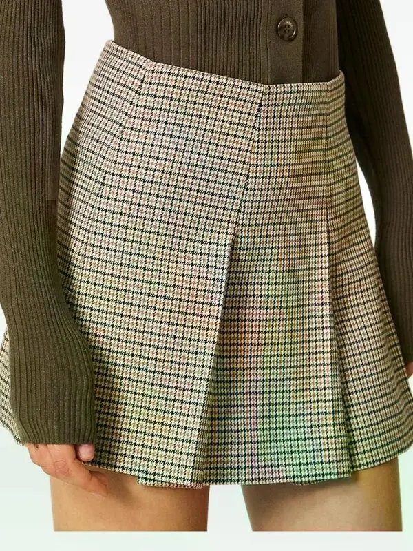 TWINSET Houndstooth Pleated Mini Skirt