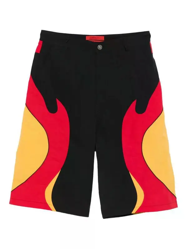 KUSIKOHC Flame-print Rider Shorts - Black